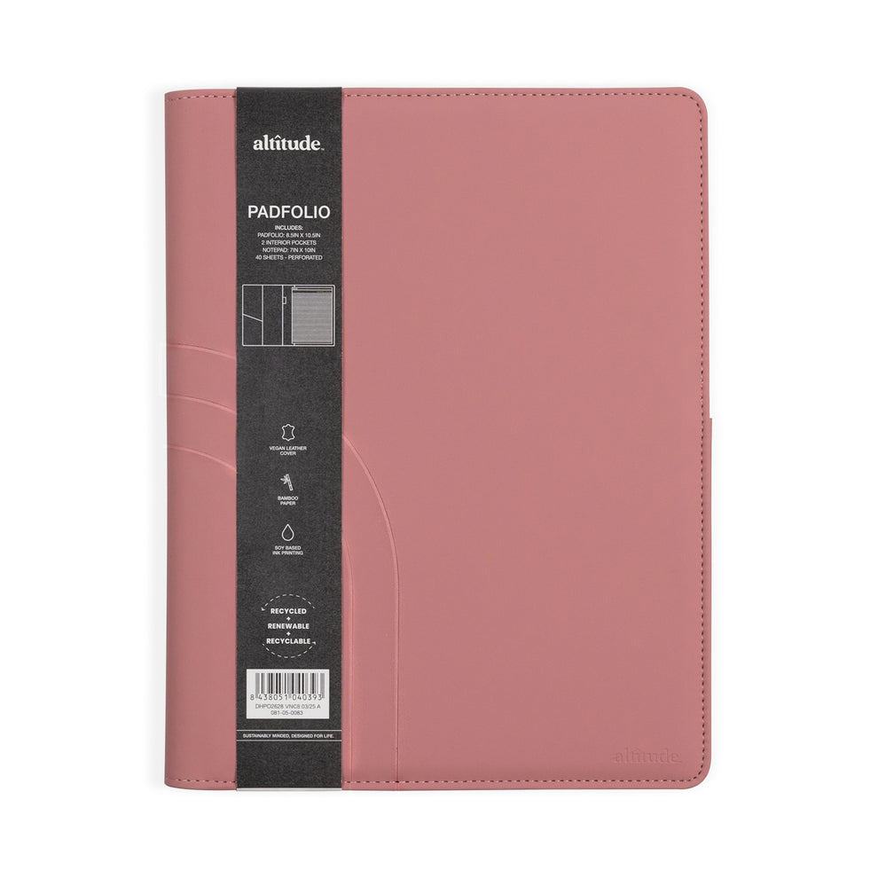 Padfolio 8"x10.5" Vegan Leather Mauve Pink Debossed Arch – Altitude ...